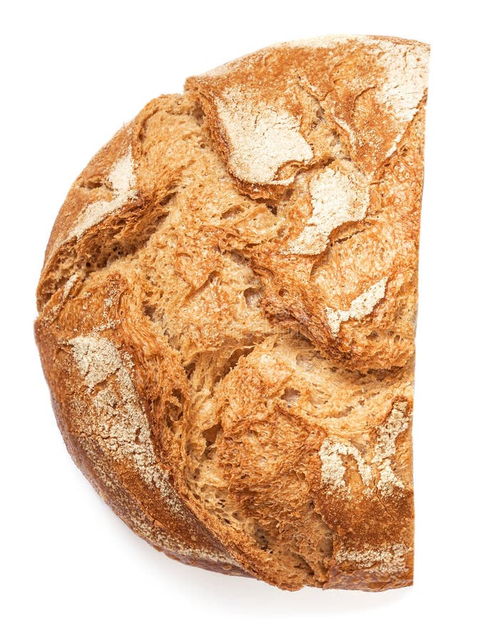 Wholegrain Organic Bread with Crumbs Isolated on White Background. Half ...