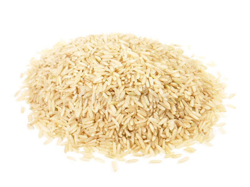 Wholegrain Rice on White Background - Isolated Stock Photo - Image of ...