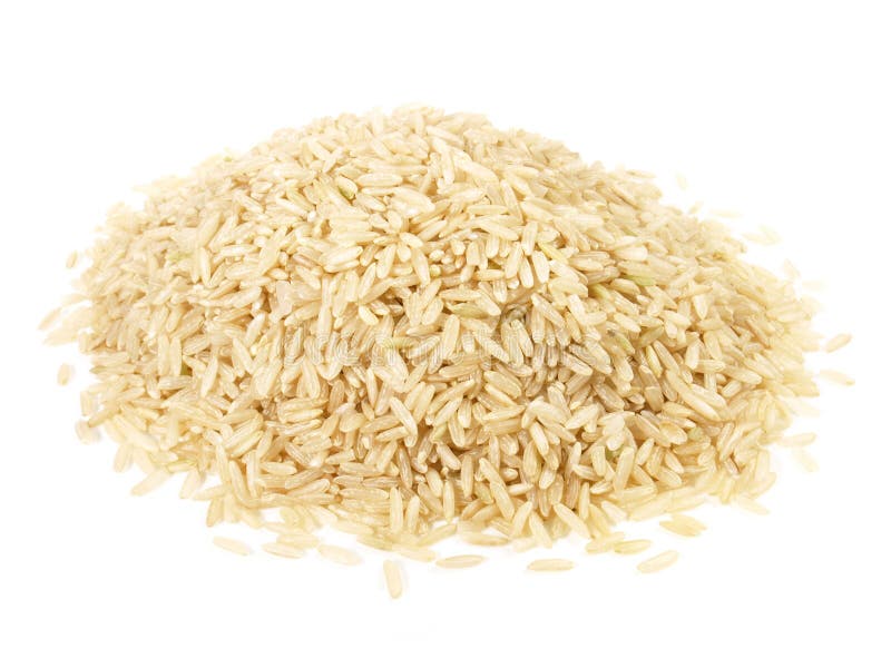 Wholegrain Rice on White Background - Isolated Stock Image - Image of ...