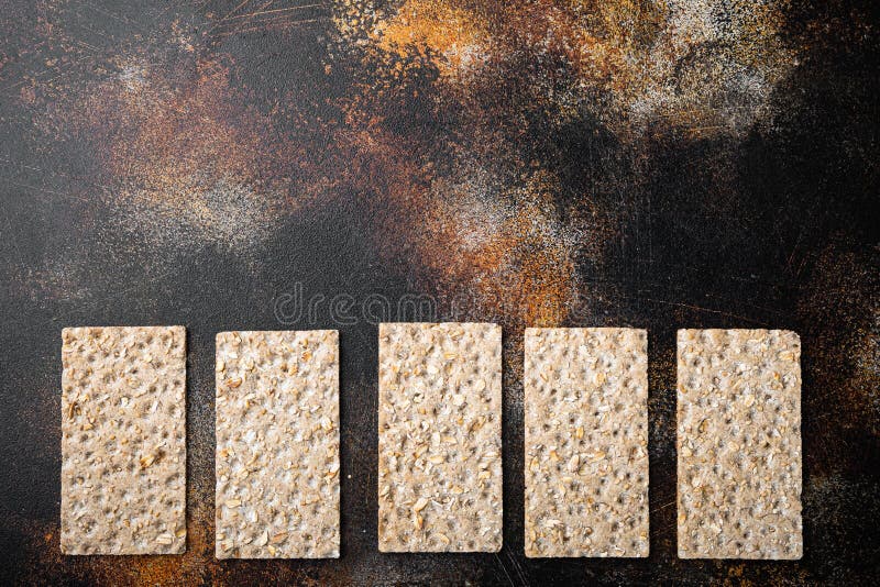Wholegrain Rye Crispbread Cracker, on Old Dark Rustic Table Background ...