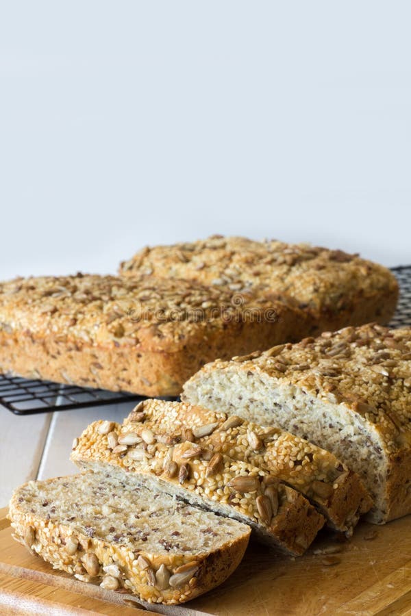 Wholemeal Bread Sliced Vertical Stock Photo - Image of copy, rustic ...