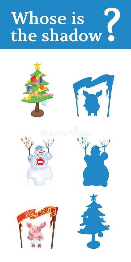 Whose Shadow is in the Picture. Puzzle Mascots of the Year Stock ...