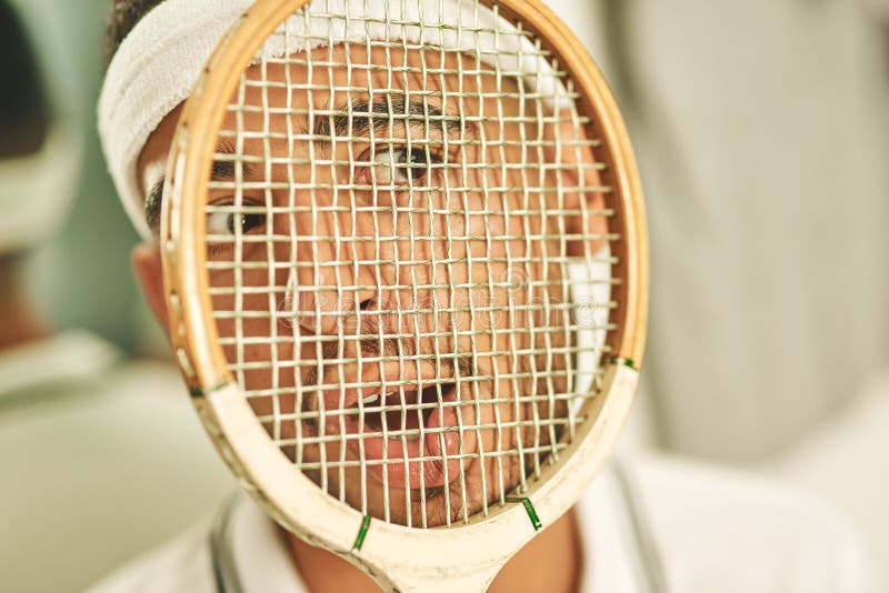 So this is Why they Call it Squash. a Young Man Pressing His Face Up ...
