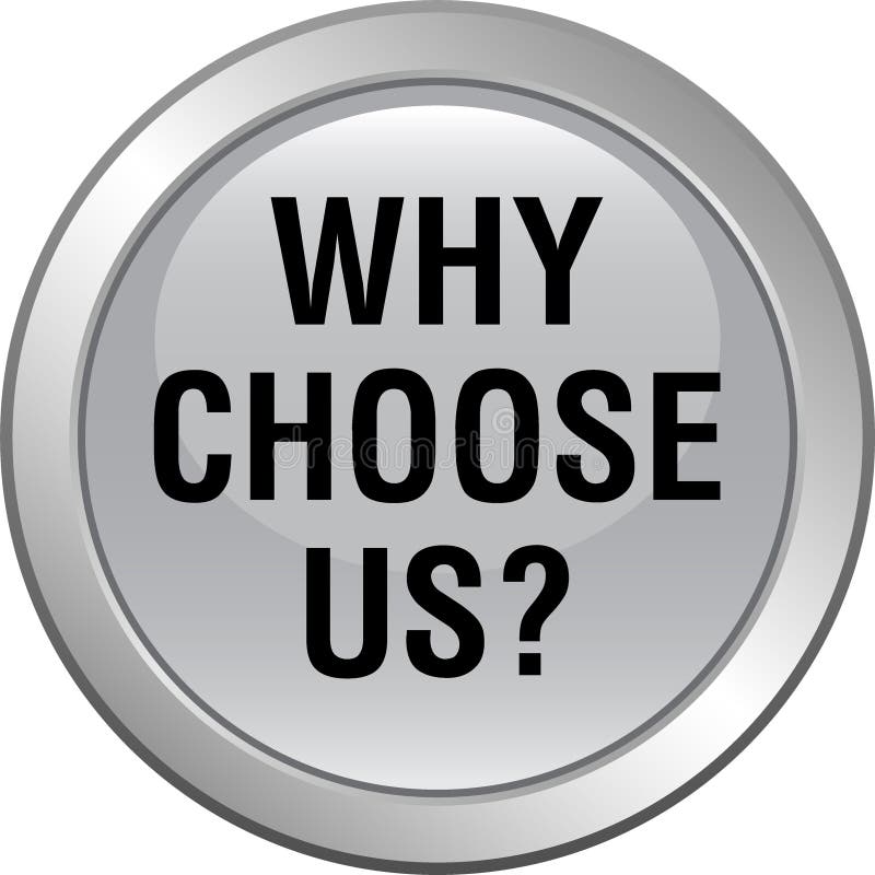 Why choose us button stock vector. Illustration of glowing - 120724463