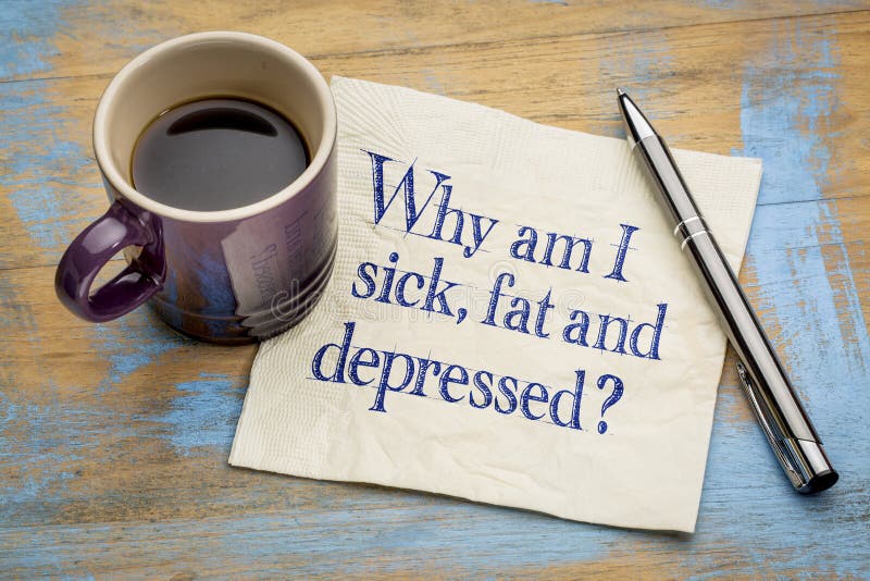 Why am I Sick, Fat and Depressed? Stock Photo - Image of obesity, tired ...