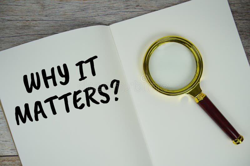 Why it Matters? Text on Notebook Page with Magnifying Glass Top View on ...