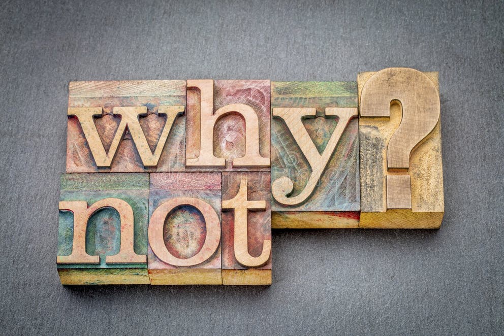 Why Not? Question in Letterpress Wood Type Stock Photo - Image of ...