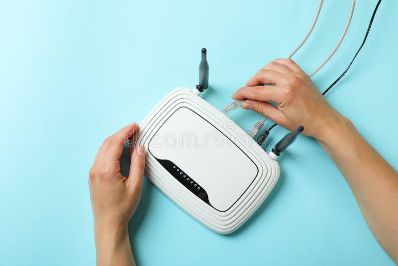 Wi - Fi Connection Concept on Blue Background, Top Stock Photo - Image ...