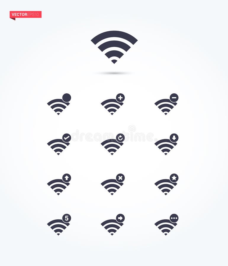 Wi-fi Connection Icon Set stock vector. Illustration of graphic - 198484761