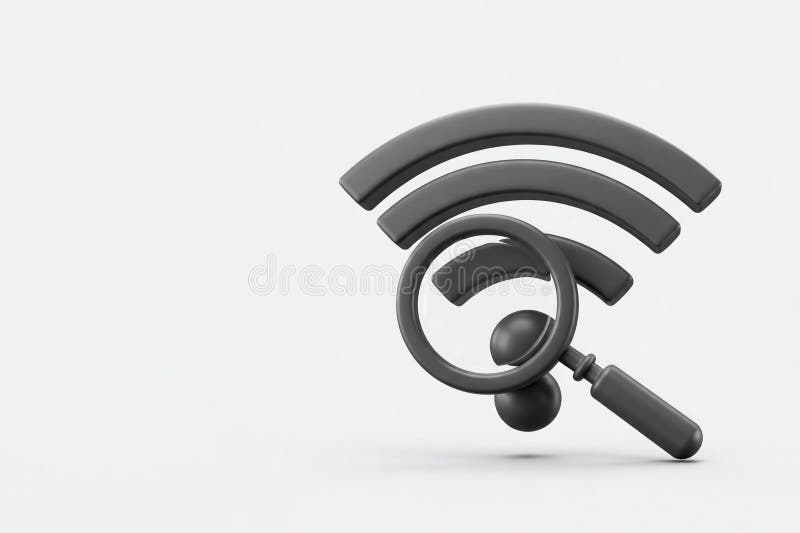 Wi-Fi Icon with a Magnifying Glass. Space for Text. Stock Illustration ...