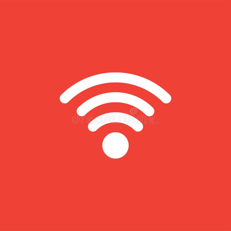 Wi-Fi Icon on Red Background. Red Flat Style Vector Illustration Stock ...