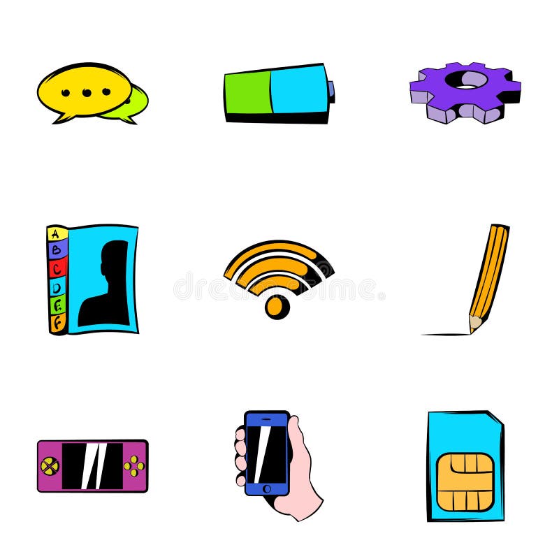 Wi Fi Icons Set, Cartoon Style Stock Vector - Illustration of phone ...