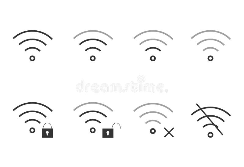 Wi-Fi Icons Set. Internet Symbol Mobile Interface Concept Stock ...