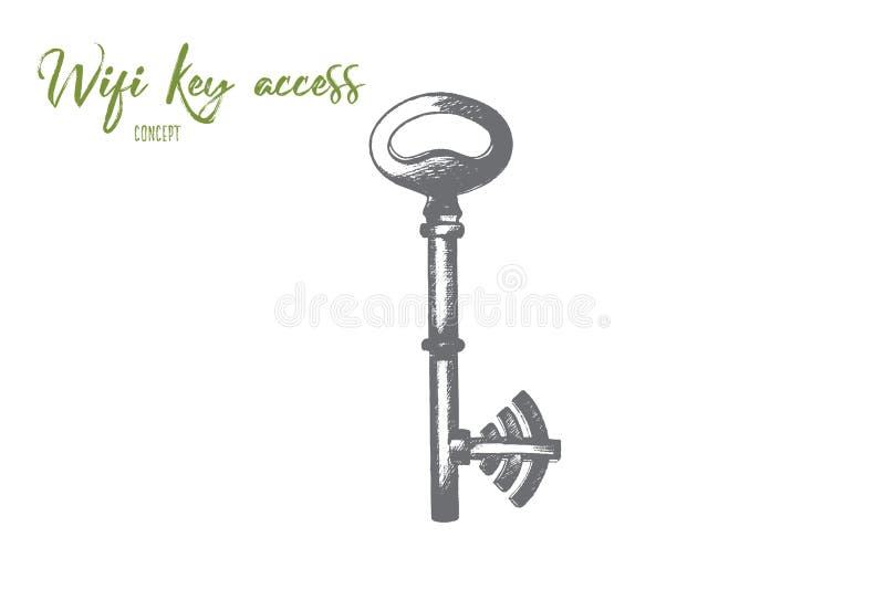 Wi-fi Key Access Concept. Hand Drawn Isolated Vector. Stock Vector ...