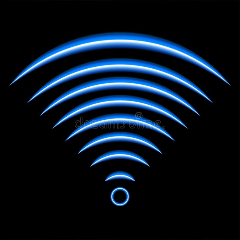 Wi-Fi Light, Blue Glowing Signal Internet Connection Stock Vector ...