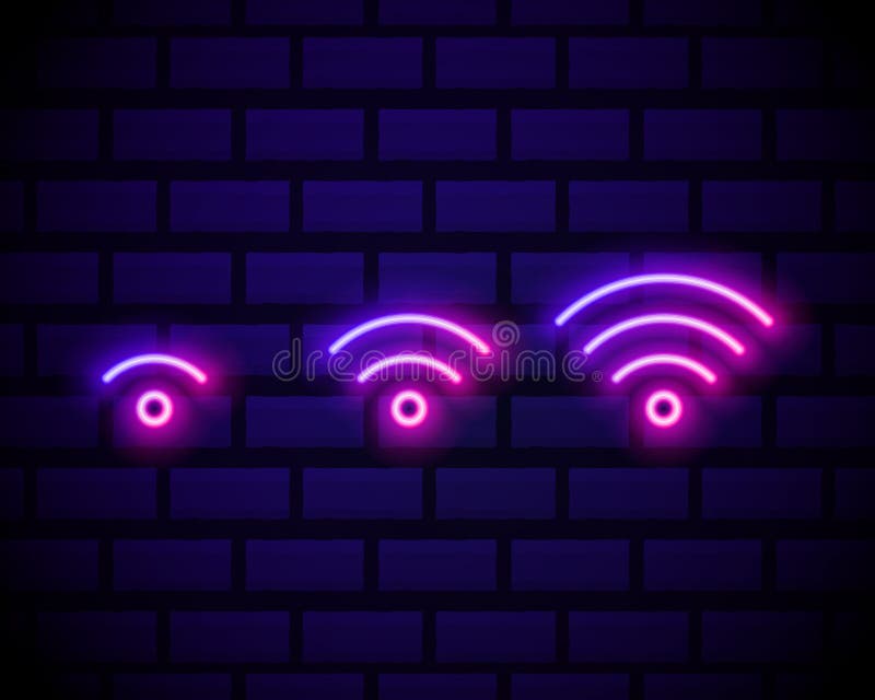 Wi-fi Neon Sign. Night Bright Advertisement. Vector Illustration in ...