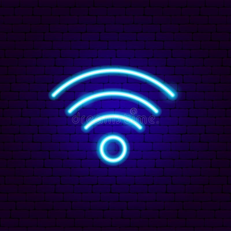 Wi-fi Neon Sign stock vector. Illustration of connect - 189546465