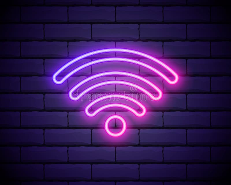 Wi-fi Neon Sign.vector Night Bright Advertisement. Vector Illustration ...