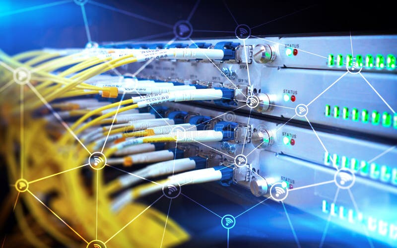 Wi Fi Network Abstract Structure on Modern Server Room Background Stock ...