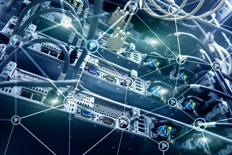 Wi Fi Network Abstract Structure on Modern Server Room Background Stock ...