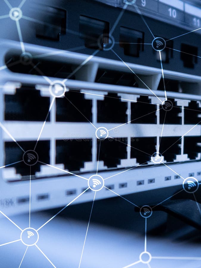 Wi Fi Network Abstract Structure on Modern Server Room Background Stock ...