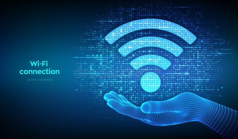 Wi-Fi Network Icon. Wi Fi Sign Made with Binary Code in Hand. Wlan ...
