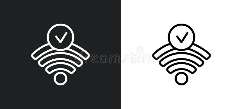 Wi Fi Outline Icon in White and Black Colors. Wi Fi Flat Vector Icon ...