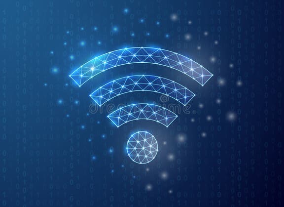 Wi-Fi Polygonal Symbol with Binary Code Background. Internet Zone ...