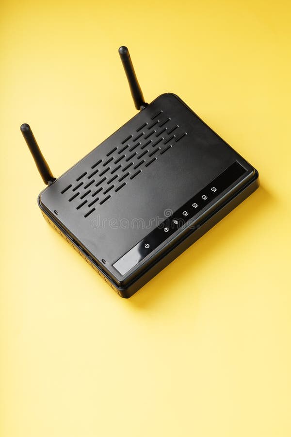Wi Fi Router Black Yellow Background Free Space Stock Photos - Free ...