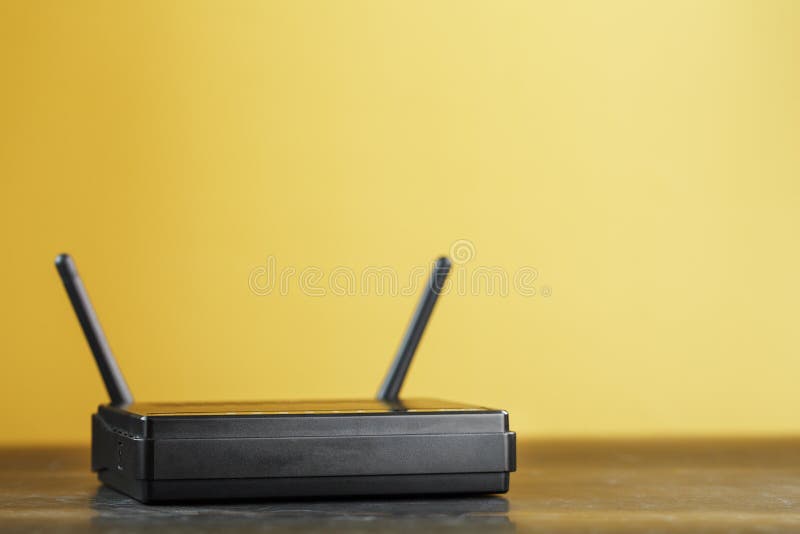Black Wi Fi Router Yellow Background Free Space Stock Photos - Free ...