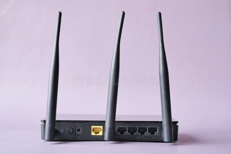 Wi-Fi Router with Cables on Table Stock Photo - Image of digital, port ...