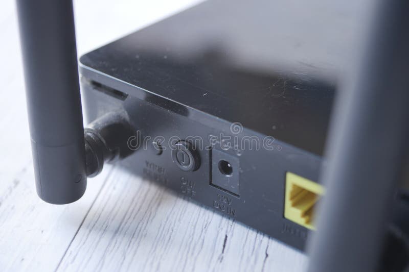 Wi-Fi Router with Cables on Table Stock Photo - Image of network ...