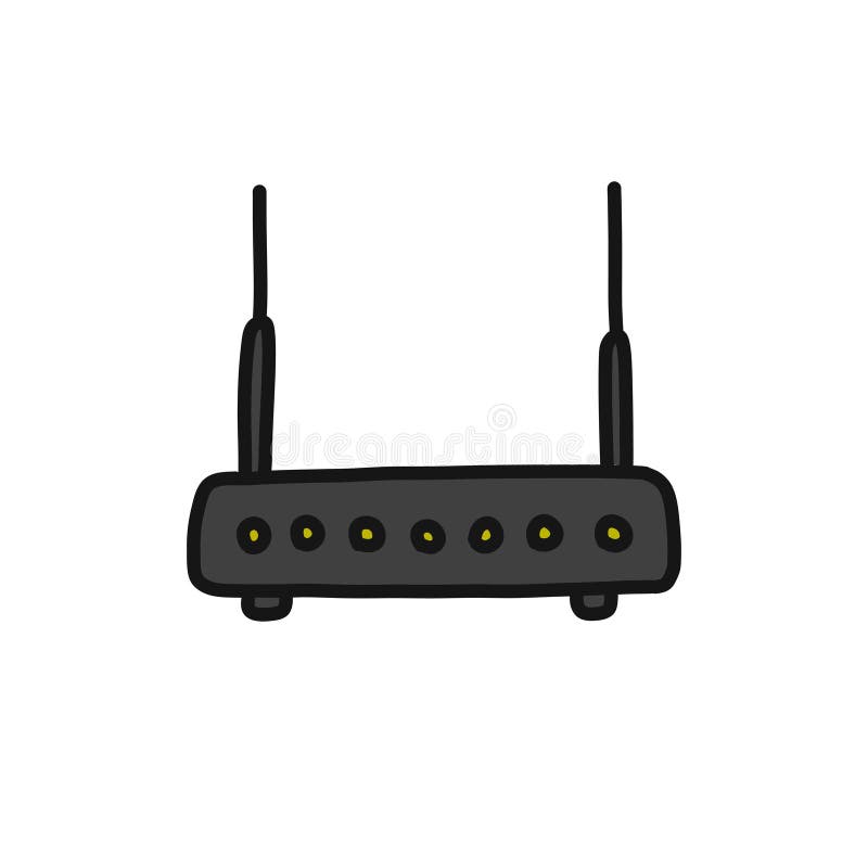 Doodle Modem Router Icon or Logo, Hand Drawn with Thin Black Line ...