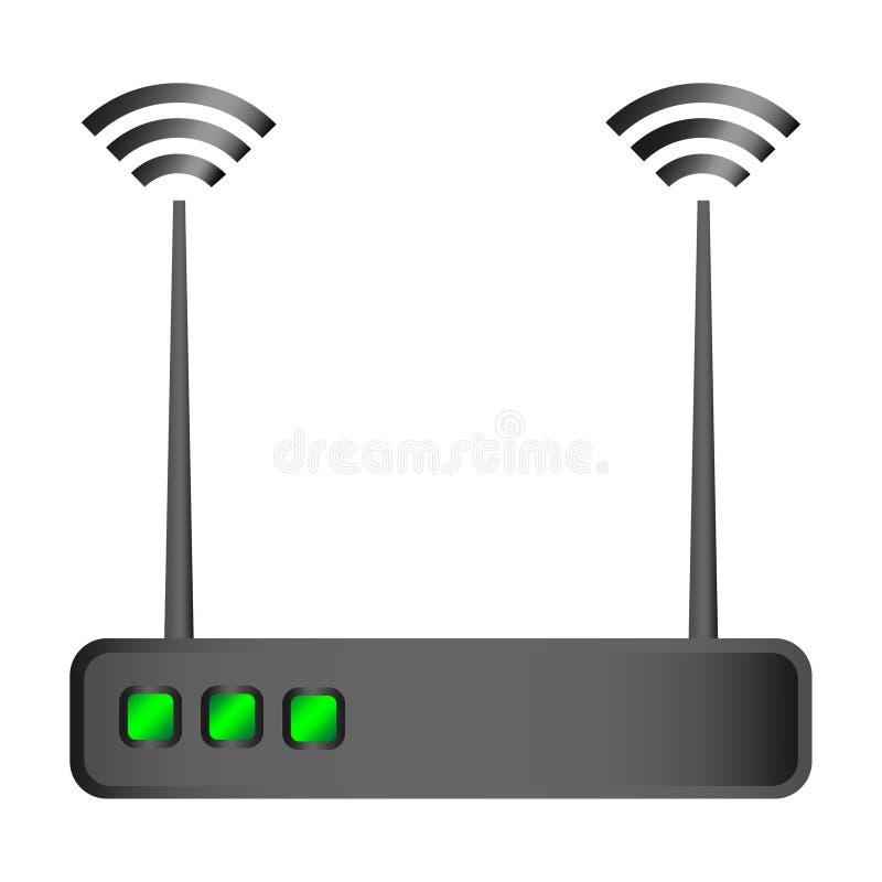 Wi Fi Router. Dual Antenna Device. Network Indicator Lights. Vector ...