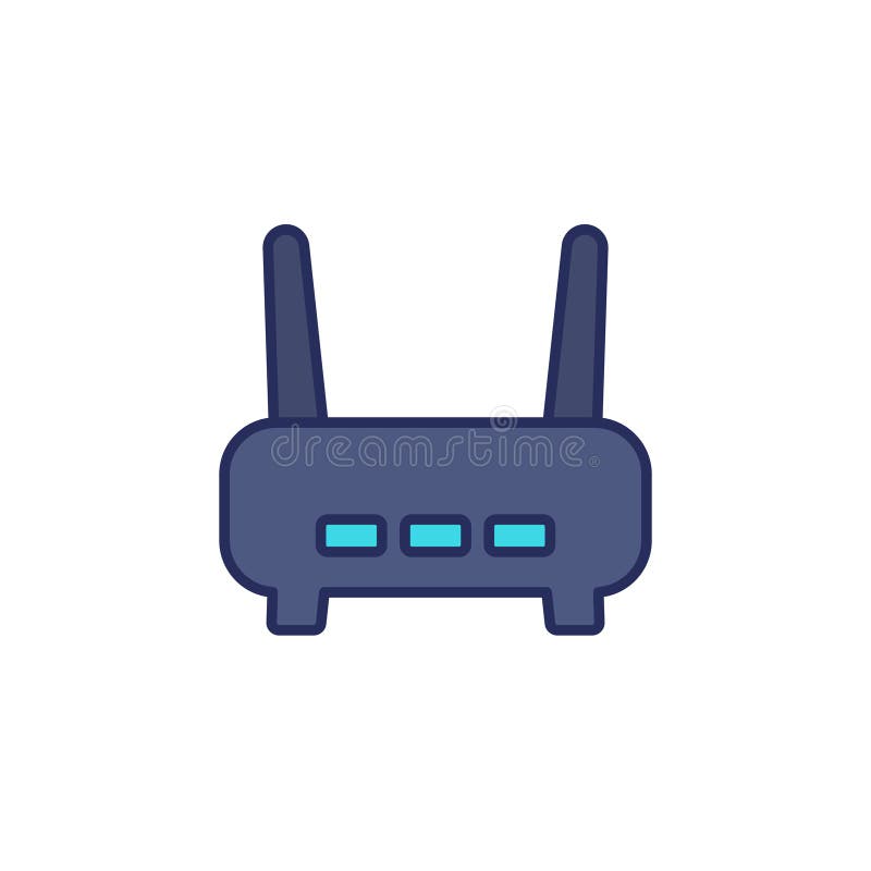 Wi-fi Router, Modem Icon with Outline Stock Vector - Illustration of ...
