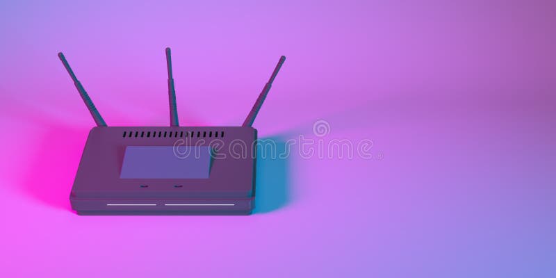 Wi Fi Router in Neon Light Close-up Stock Illustration - Illustration ...