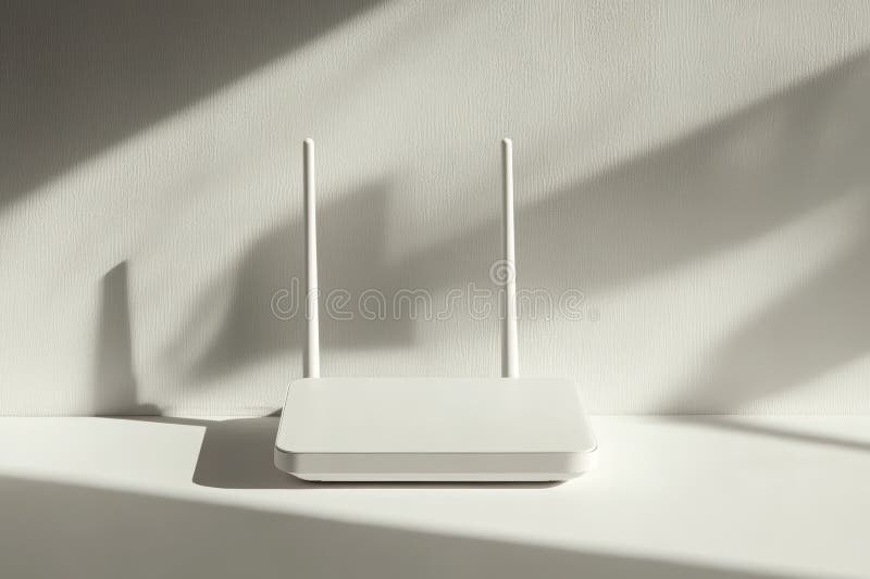 Wi-Fi Router Stand Near White Wall. Stock Illustration - Illustration ...