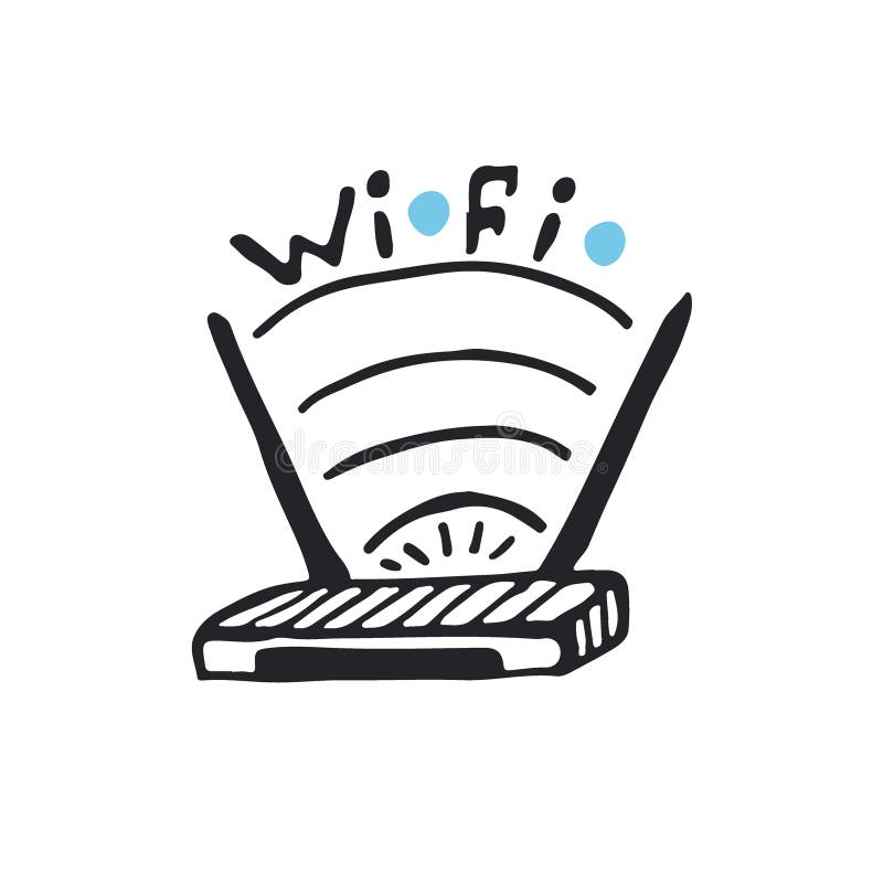 Wi Fi Router. Vector Sketched Icon. Stock Vector - Illustration of ...