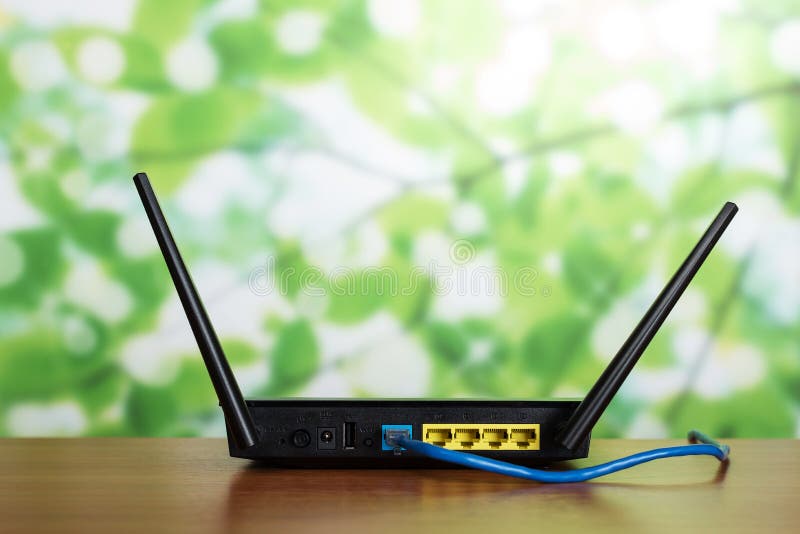Wi-Fi Router on Table, Panel for Cable Connection Stock Photo - Image ...