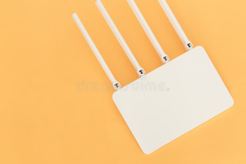 Wi-fi Router on Yellow Backgroung. Flat Lay Minimalism Stock Photo ...