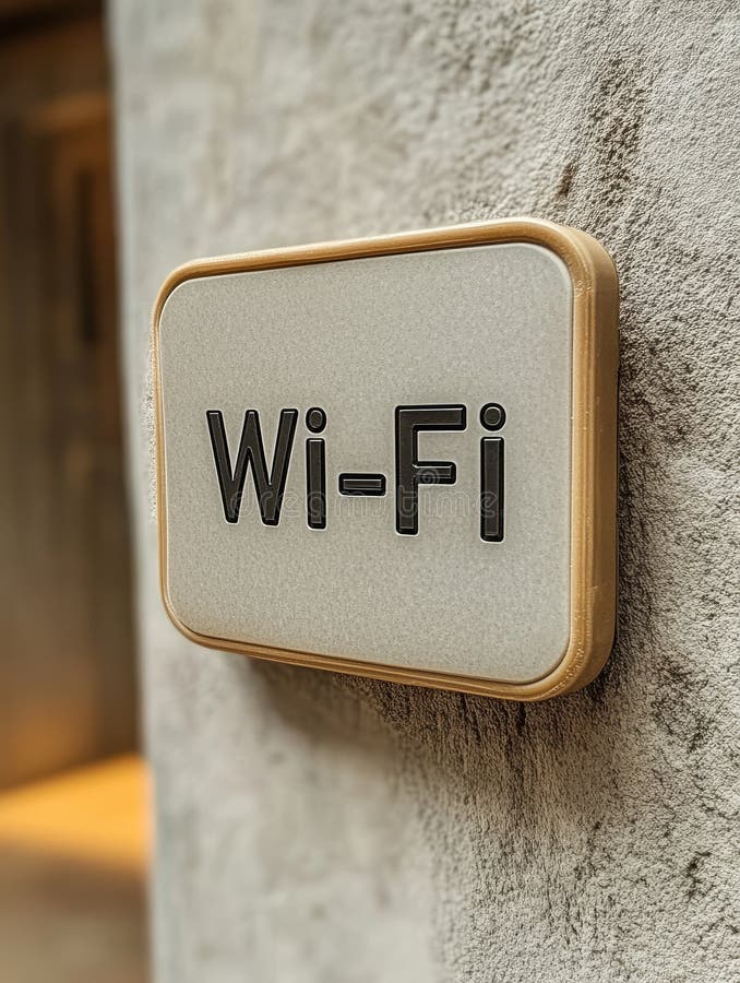 Wi-Fi Sign on a Concrete Wall Stock Photo - Image of communication ...