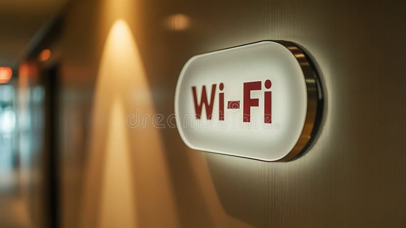 Wi-Fi Sign on a Corridor Wall, Symbolizing Connectivity. Stock Image ...