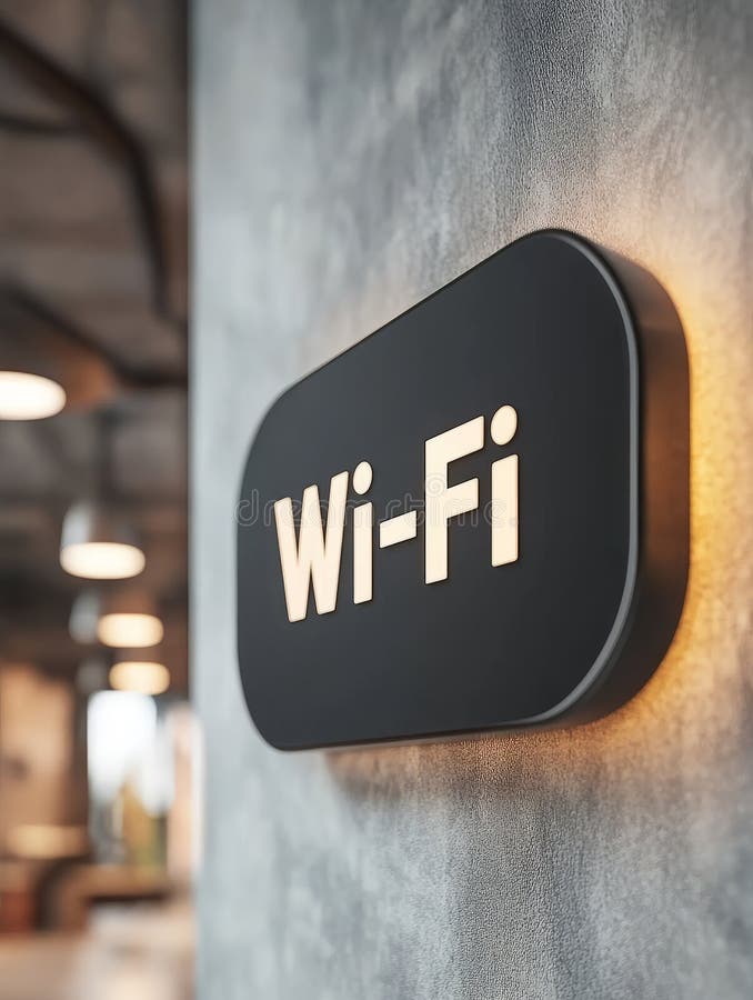 Wi-Fi Sign in a Modern Interior Setting. Stock Image - Image of digital ...