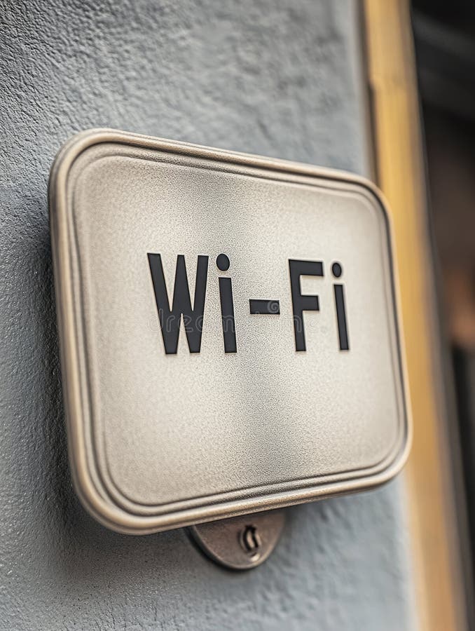 Wi-Fi Sign on a Textured Wall with Blurred Background. Stock Image ...