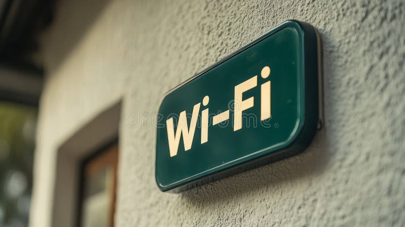 Wi-Fi Sign on a Wall Indicating Internet Access Availability. Stock ...