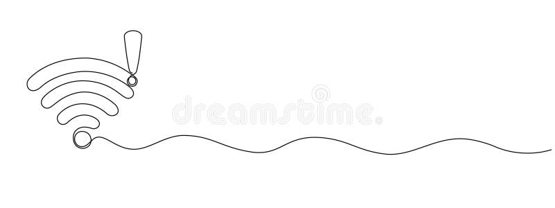 WI-FI Signal with Alert Icon Drawn in One Continuous Line. Contour Icon ...