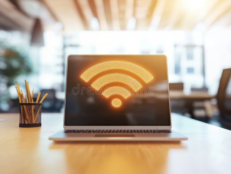 Wi Fi Symbol on Laptop Exploring Wireless Technology and Online ...