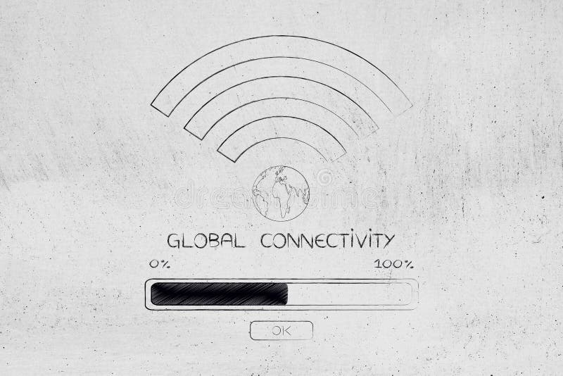 Wi-fi Symbol with Planet Earth and Progress Bar Loading Stock ...