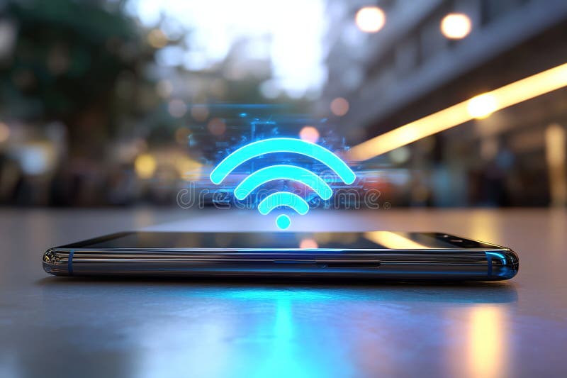 Wi-Fi Symbol Sign Above Smartphone. Wireless Internet ,network ...
