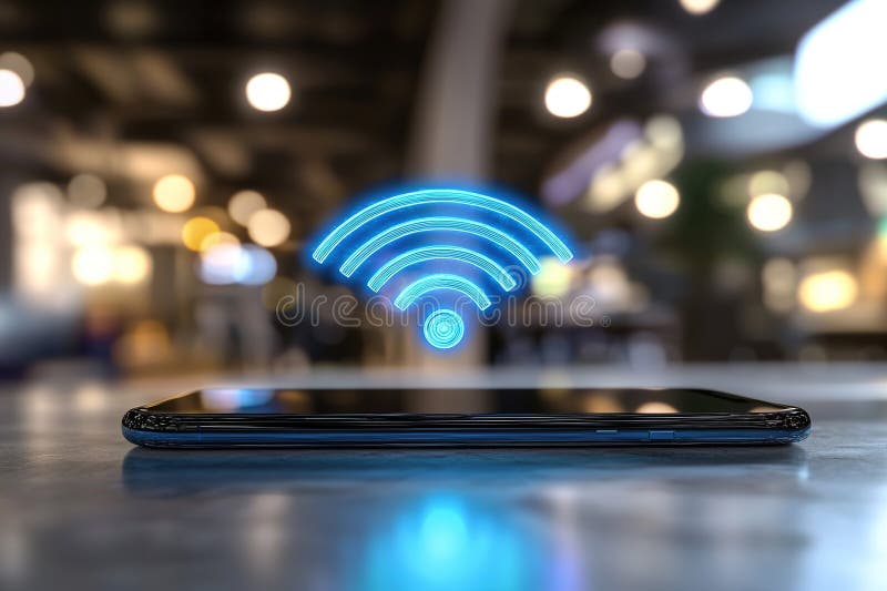 Wi-Fi Symbol Sign Above Smartphone. Wireless Internet ,network ...